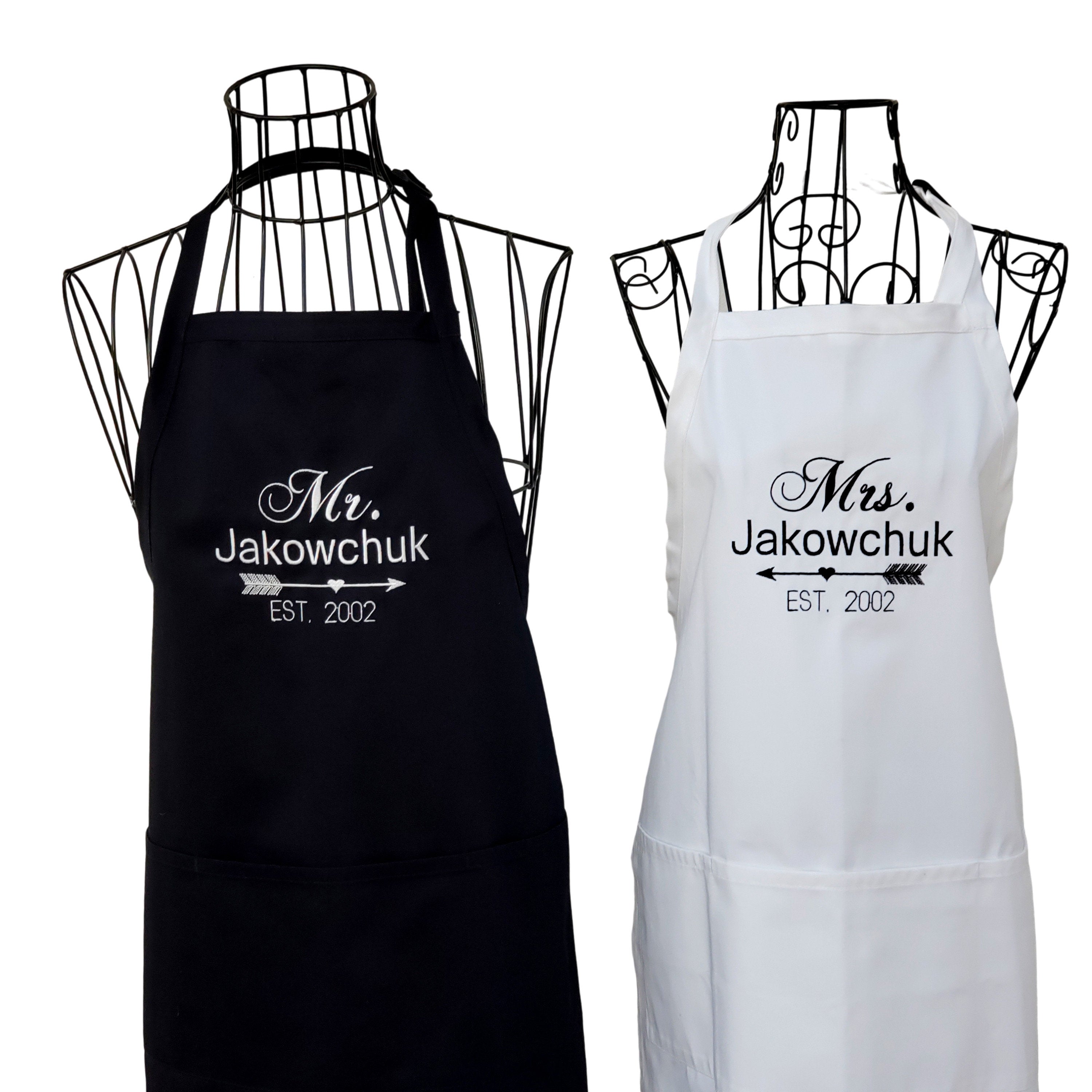 Personalized Mr. and Mrs. Embroidered Couples Apron Set – Life Has Just ...